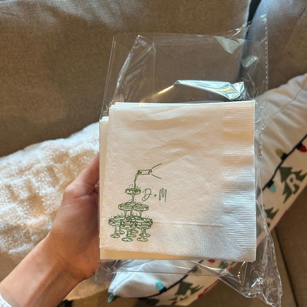 Custom Champagne Tower Cocktail Napkin | Wedding | Party | Bachelorette ...