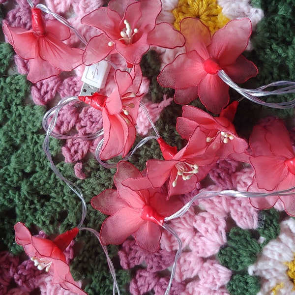 Pink Lily Fairy Lights – Romantic Bedroom and Balcony String Lights ...