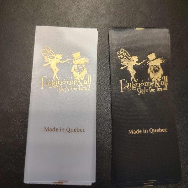 Black or White Fold Over Labels, Logo Tags, Silky Satin Brand Labels - Etsy