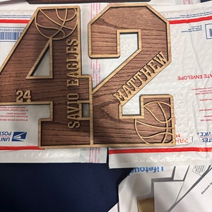 Custom Athlete Number Plaque, Homecoming Gift, Sports Number Wood ...