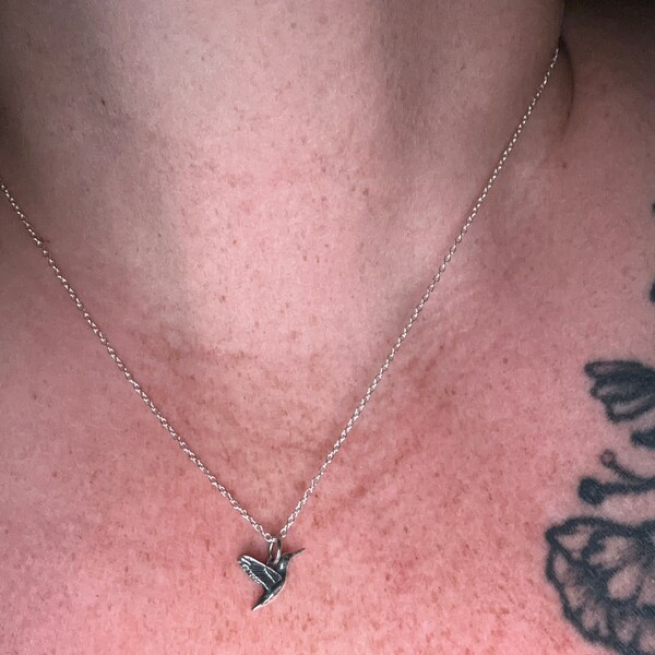 Hummingbird Necklace Sterling Silver Bird Necklace, Hummingbird Jewelry ...