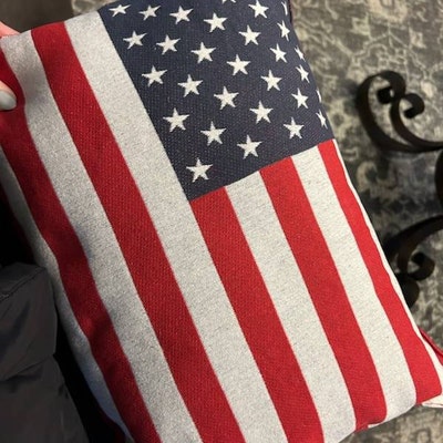 Patriotic Americana Patchwork Design Pillow Red White and Blue Stars ...