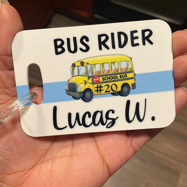 Kids Bus Tag - Car Rider- Personalized School Bus Bag Tag ...