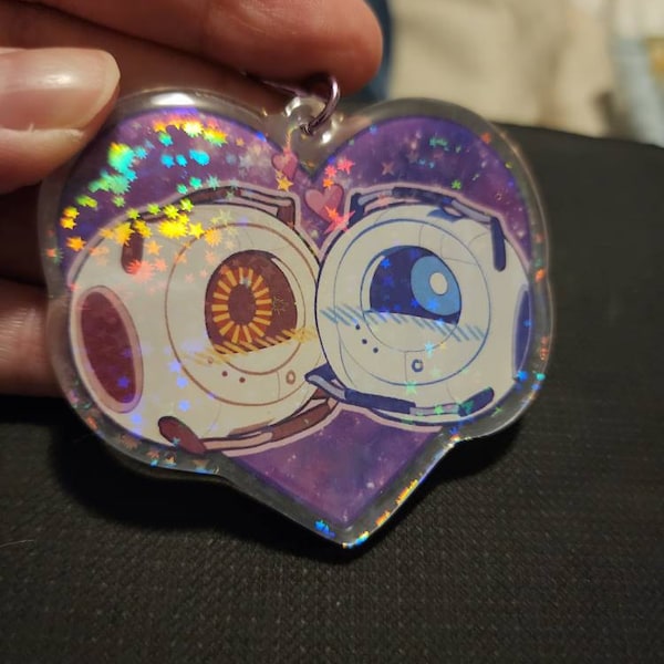 Portal 2 Glados Epoxy Glitter Keychain 2.5" Double Sided - Etsy