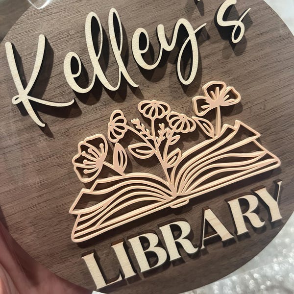 Personalized Library Sign, Book Shelf Decor, Gift for Book Lover ...