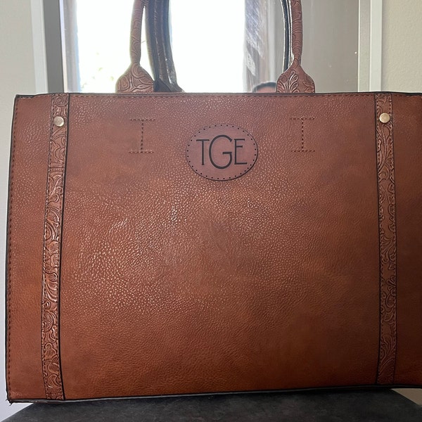 Square Leather Patch | Monogram Leather Patch | Backpack Leather Patch | Custom Design Leather ...