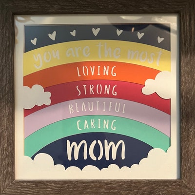 3D Mom Shadow Box, Loving, Strong, Beautiful, Caring, Rainbow Shadow ...