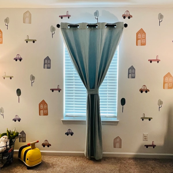 Neutral Village and Vehicles Removable Wall Decals / Whimsical Decal ...