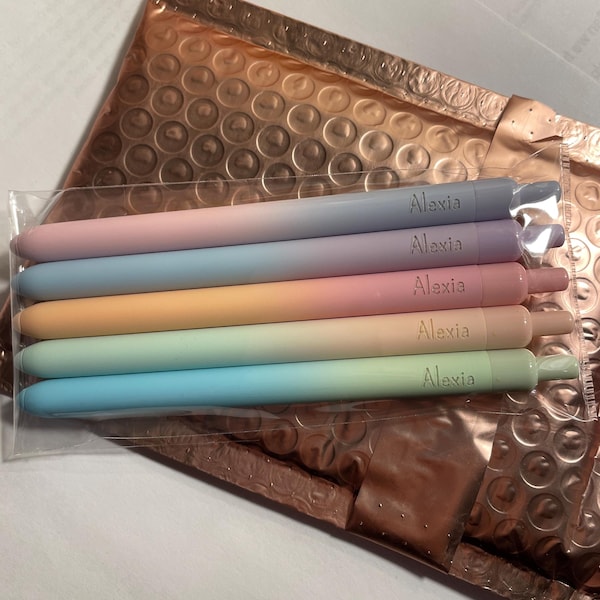 Custom Colored Ink Pens｜personalized Pens｜set of 5 Custom Engraved ...