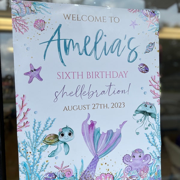 Pastel Floral Mermaid Birthday Welcome Sign, Under the Sea Birthday ...