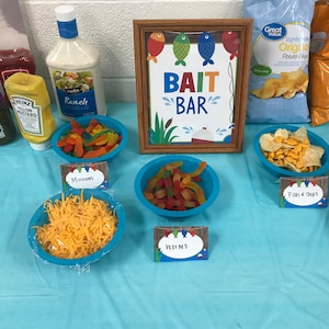 Bait Bar Sign, Fishing Table Sign, Fishing Party Food Signs, Fishing ...