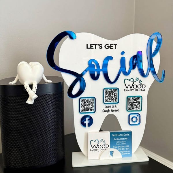 Custom Personalized Dental QR Code Social Media Sign for Dental Offices ...