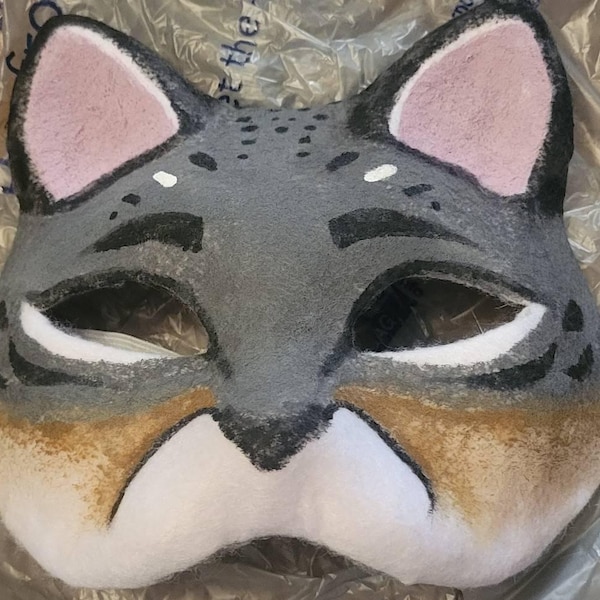 Felted Cat Mask Therian Paper Mache Cardboard DIY Plain White Blank ...