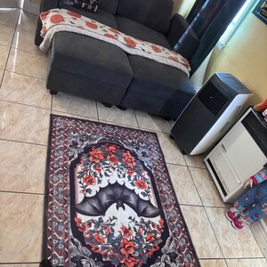 Art Deco House Fly Rug, Bug and Flowers Vintage Rug, Floral Persian Rug ...