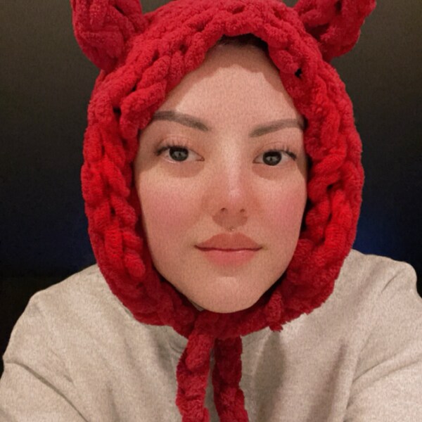 Handknit Reversible Red and Black Spider Star Graphic Pattern Chunky ...