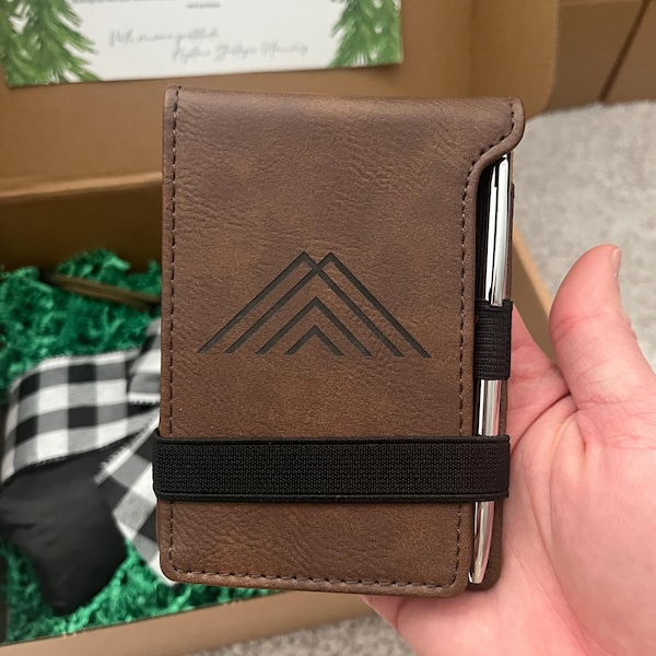 Custom Pocket Notebook With Pen, Refillable Personalized Leather ...