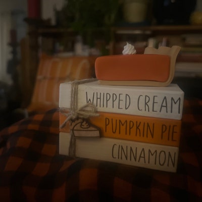 Pumpkin Pie Mini Book Stack, Fall Book Stack, Fall Decor, Fall Tiered ...
