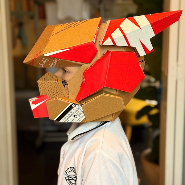 Helmet With Horns Template - DIY Cardboard Mask Pattern (scalable PDF ...