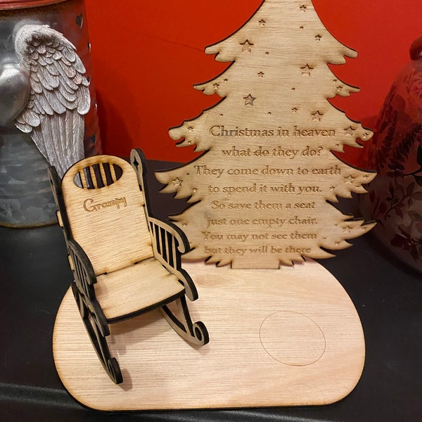 Personalised Christmas Candle Memorial Display - Rocking Chair -rustic ...