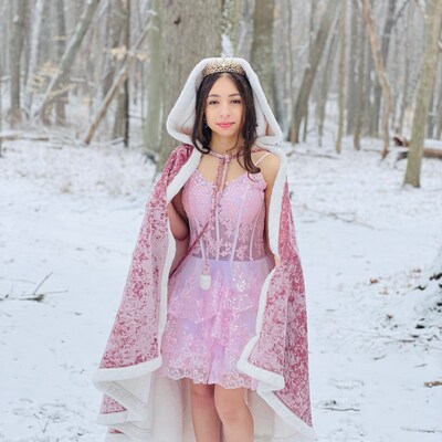 White / Pink Angel Wings Cloak, Original Handmade Long Cloak, Adult ...