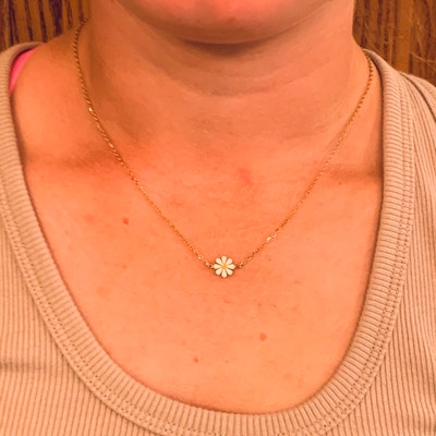 Flower Necklace, Tiny Flower Necklace, White Flower Necklace, Gifts for ...