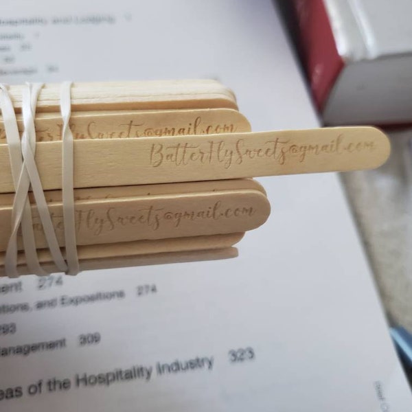 Custom Engraved Wood Standard 4.5" Popsicle Sticks (WAXED ...