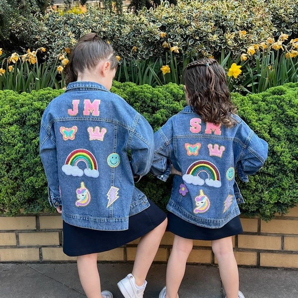 Chenille Letter Patch Jean Jacket, Custom Girls Toddler Chenille Name ...