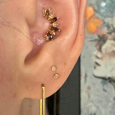 14K Gold Spikes Stud Piercing Real Gold Piercing Spikes Stud Cartilage ...