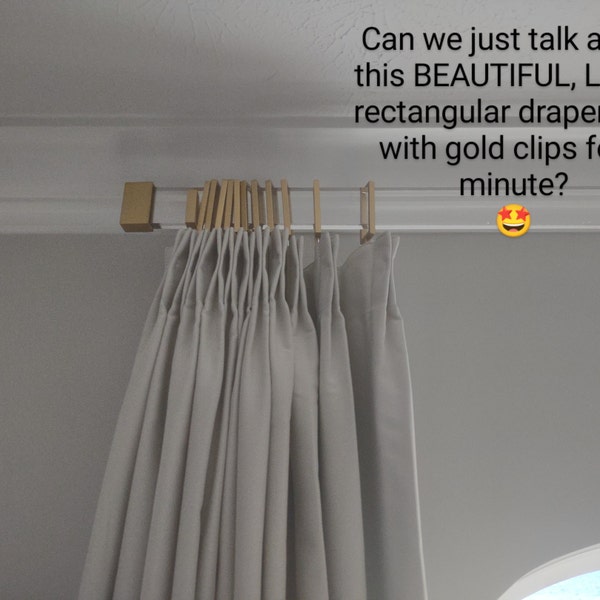 Acrylic Lucite Rectangular Curtain Rod Set- Gold - Includes Drapery ...