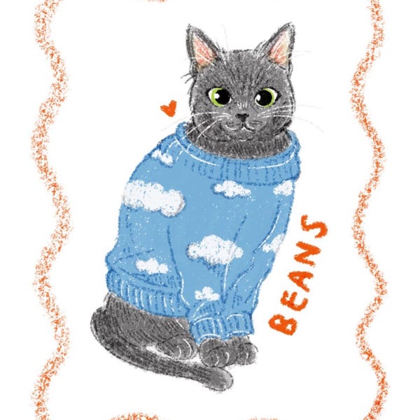 Custom Badly Drawn Pet Portrait, Personalized Cat Portrait, Unique Pet ...