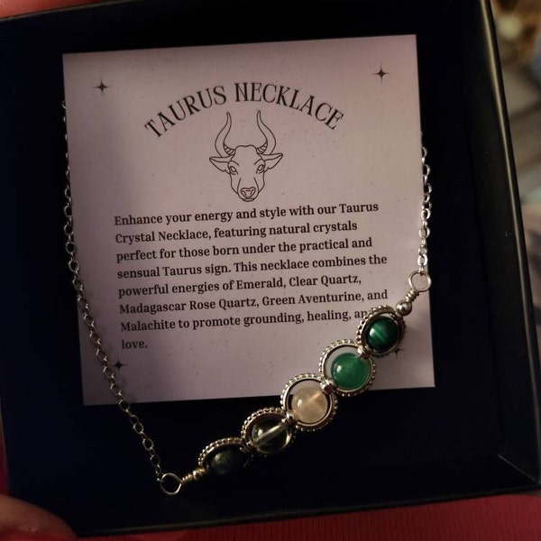 Taurus Crystal Necklace, Handmade Zodiac Necklace, Emerald, Green ...