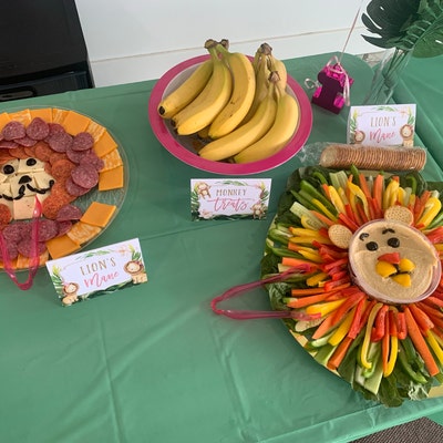 Wild One Safari Food Labels, Safari Animals Tent Cards, Party Animals ...