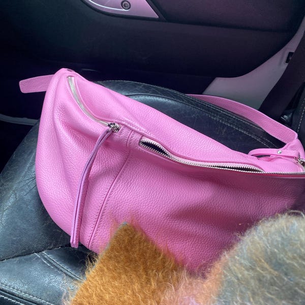 IDA XXL Extra Large Leather Bum Bag Shoulder Bag Large Halfmoon Bag ...