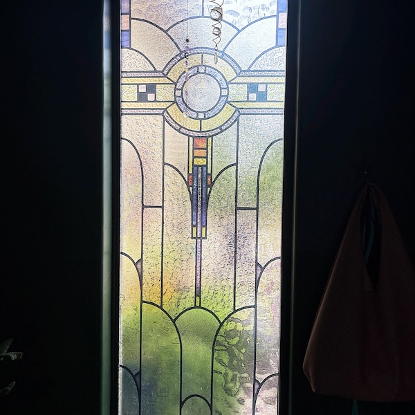 Custom Size Stained Glass Privacy Window Panel Elegant Blue and White ...