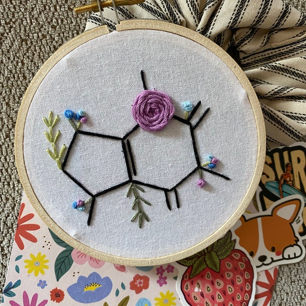 Hand Embroidery, Science Themed Decor, Embroidery Hoop Art, Molecule ...