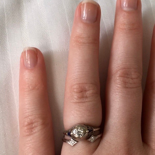 Double Diamond Star Ring, Diamond Open Wedding Ring. 14k Gold, Rose ...