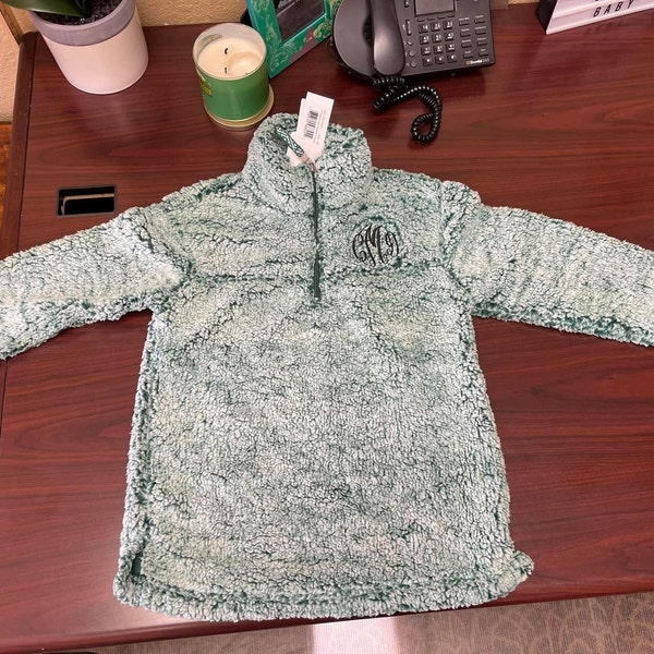 Monogram Sherpa Pullover Jacket, Personalized Quarter Zip Frosted ...