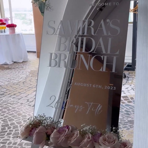 Silver Mirror Acrylic Wedding Welcome Sign - Reception Signage ...
