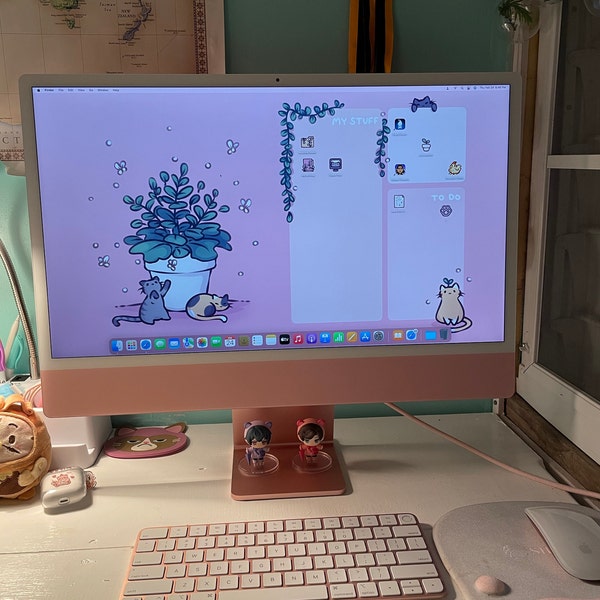 Cat Plant Computer Desktop Theme Background Wallpaper Organizer Set - Etsy