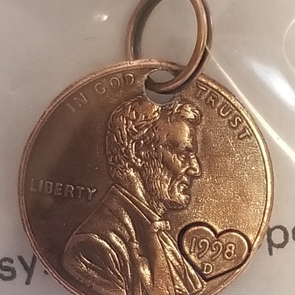 Memorial PENNY With A Heart Charm: Bereavement, in Loving Memory Of ...