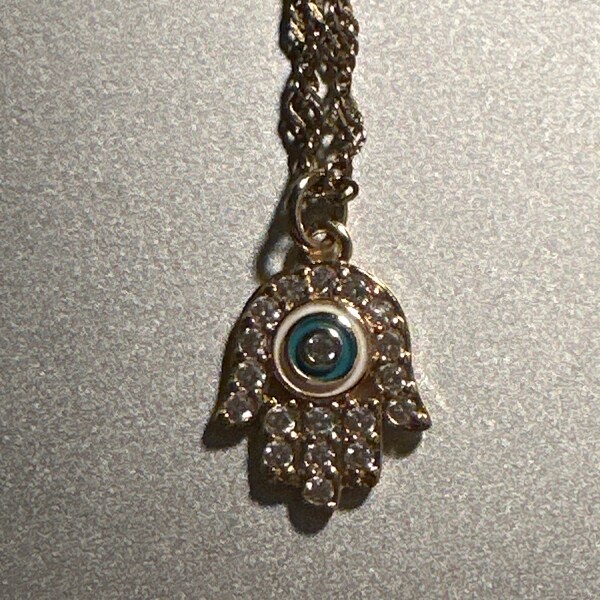 14K Gold Hamsa Hand Charm Micro Pave Charm , Hand of Fatima Jewelry ...