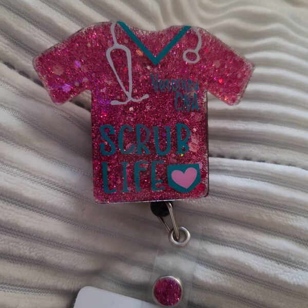 Scrub Life Badge Reel, Nurse Life, Interchangeable Retractable Custom ...