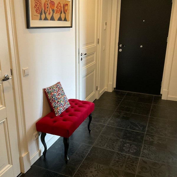 Chesterfield Maroon Seat,hallway Bench, Shoe Ottoman, Deep Chesterfiled ...