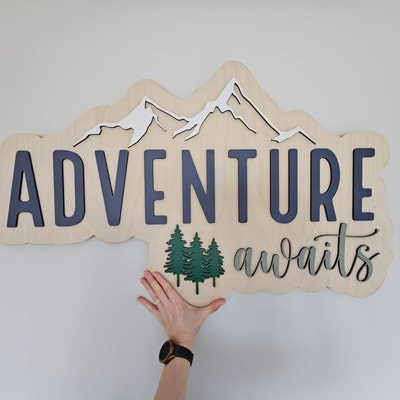 Mountains Name Sign, Large Wood Name Sign, Nursery Name Sign, Mountains ...