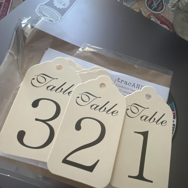 Table Number Tags Seat Placement Cards (my LARGER LARGE Tag) 2 1/8" X 3 ...