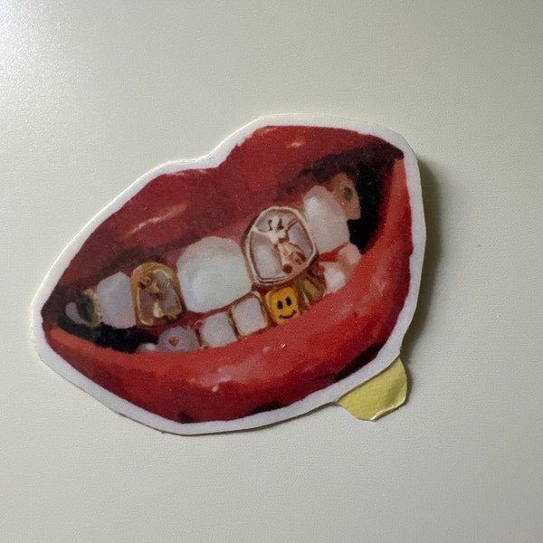 Sticker Matte Black Girl Sticker Grillz Sticker for Journaling Bullet ...