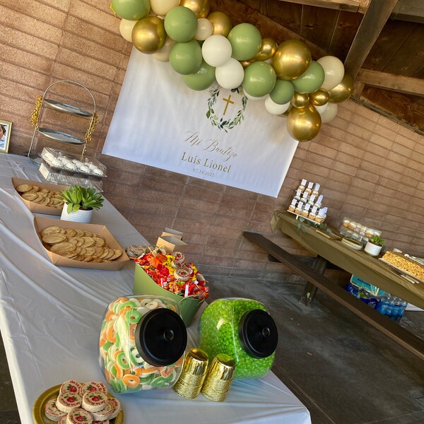 Baptism Decorations Backdrop, Rustic Baptism, Baptism Banner, Baptism ...