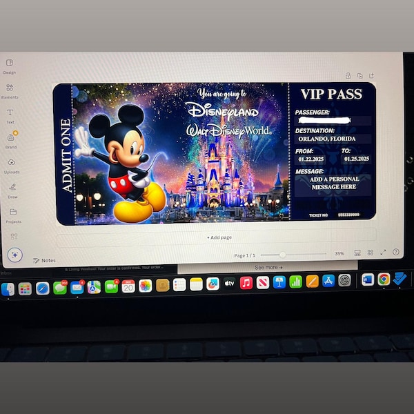 Personalised Christmas Disneyworld Ticket Theme Park Surprise Reveal ...