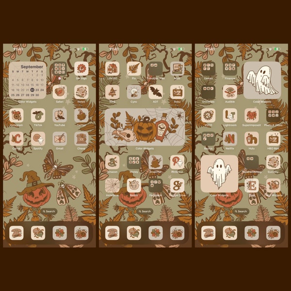 App Icons Halloween Ios 14 Icons Fall iPhone Icons Ios 15 Autumn Theme ...