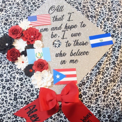 Graduation Cap Toppers/ Flower Graduation Cap/ Glitter Graduation Cap ...